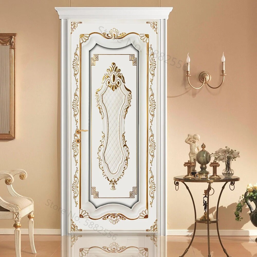 Coconut Trees Sea Door Wallpaper Sticker Adhesive PVC Flowing Water ...