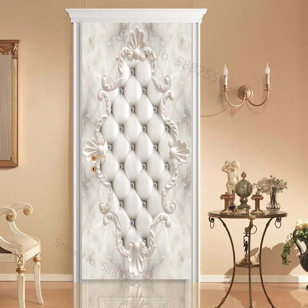 Coconut Trees Sea Door Wallpaper Sticker Adhesive PVC Flowing Water ...