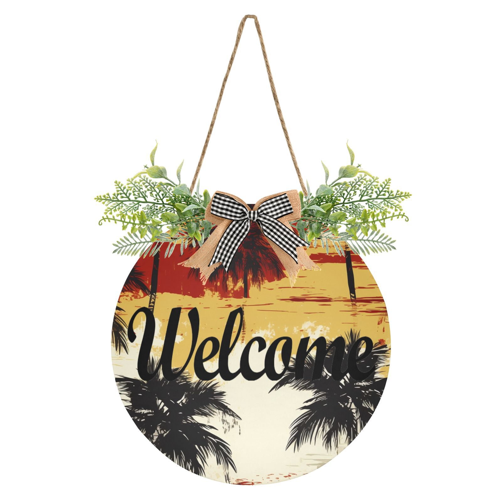 Coconut Trees Sea Welcome Sign for Front Door Wreath Door Sign for ...