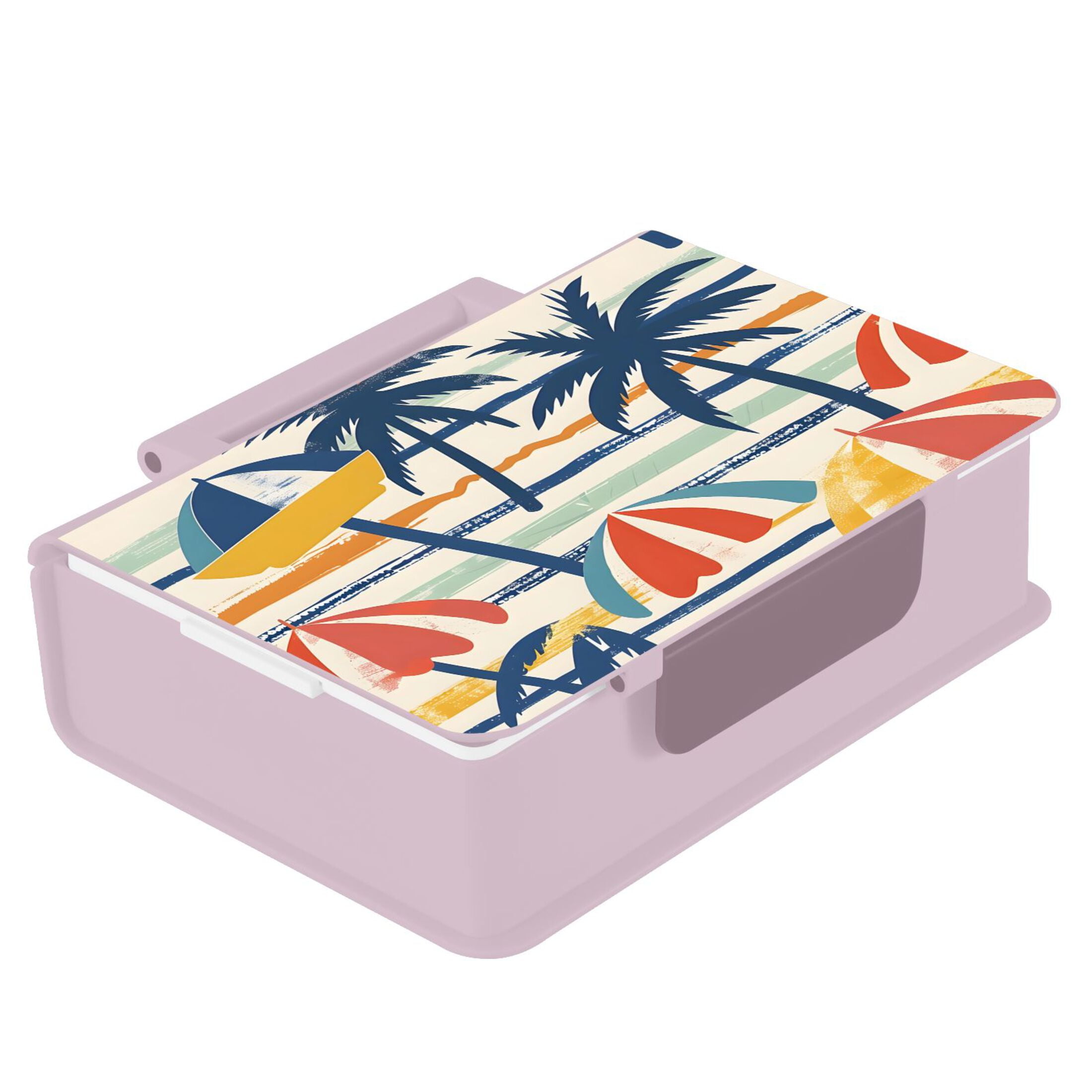 Coconut Trees Umbrellas Lunch Box with Cutlery Portable Food Container ...