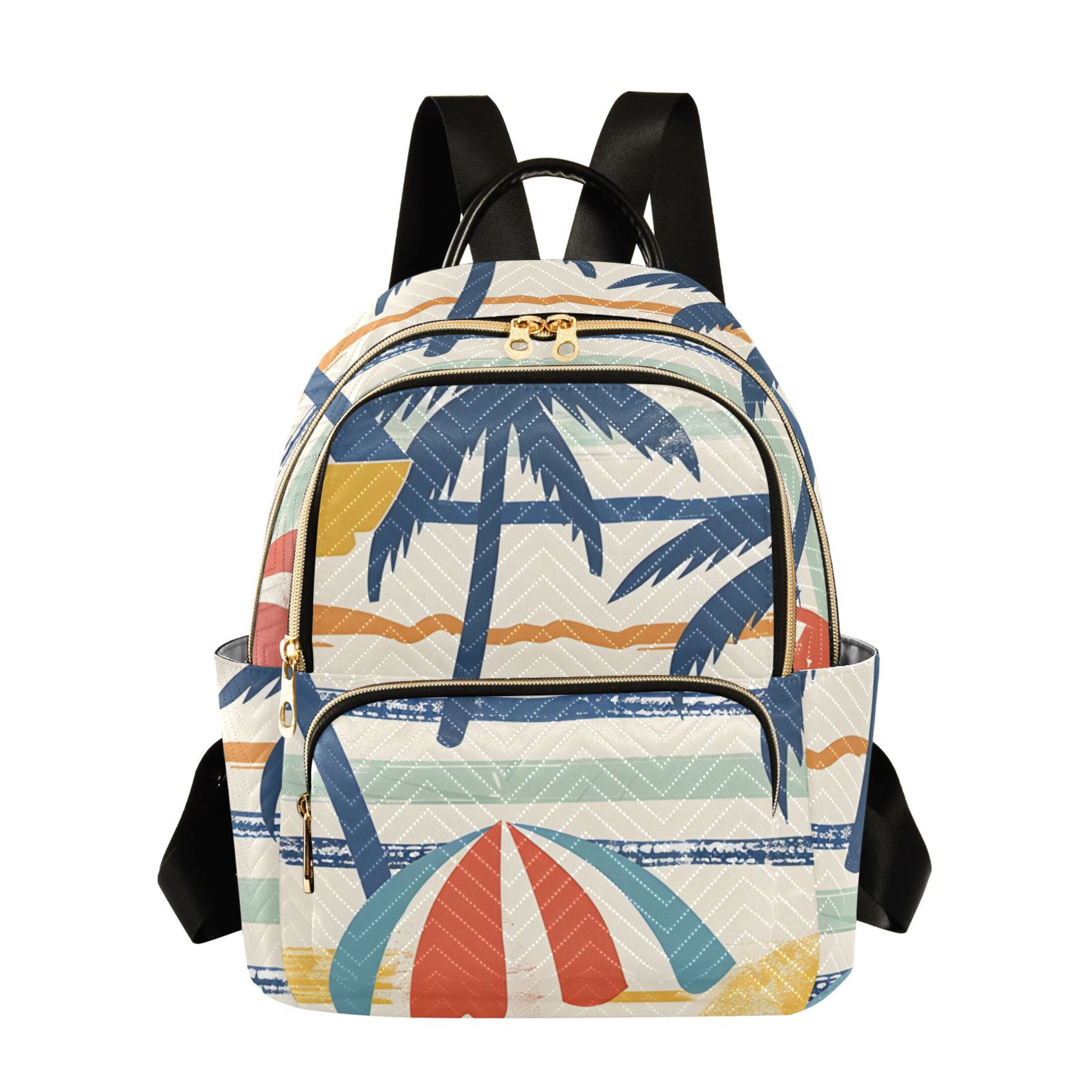 Coconut Trees Umbrellas Quilted Backpack Fashion Daypack Commuter Bag ...