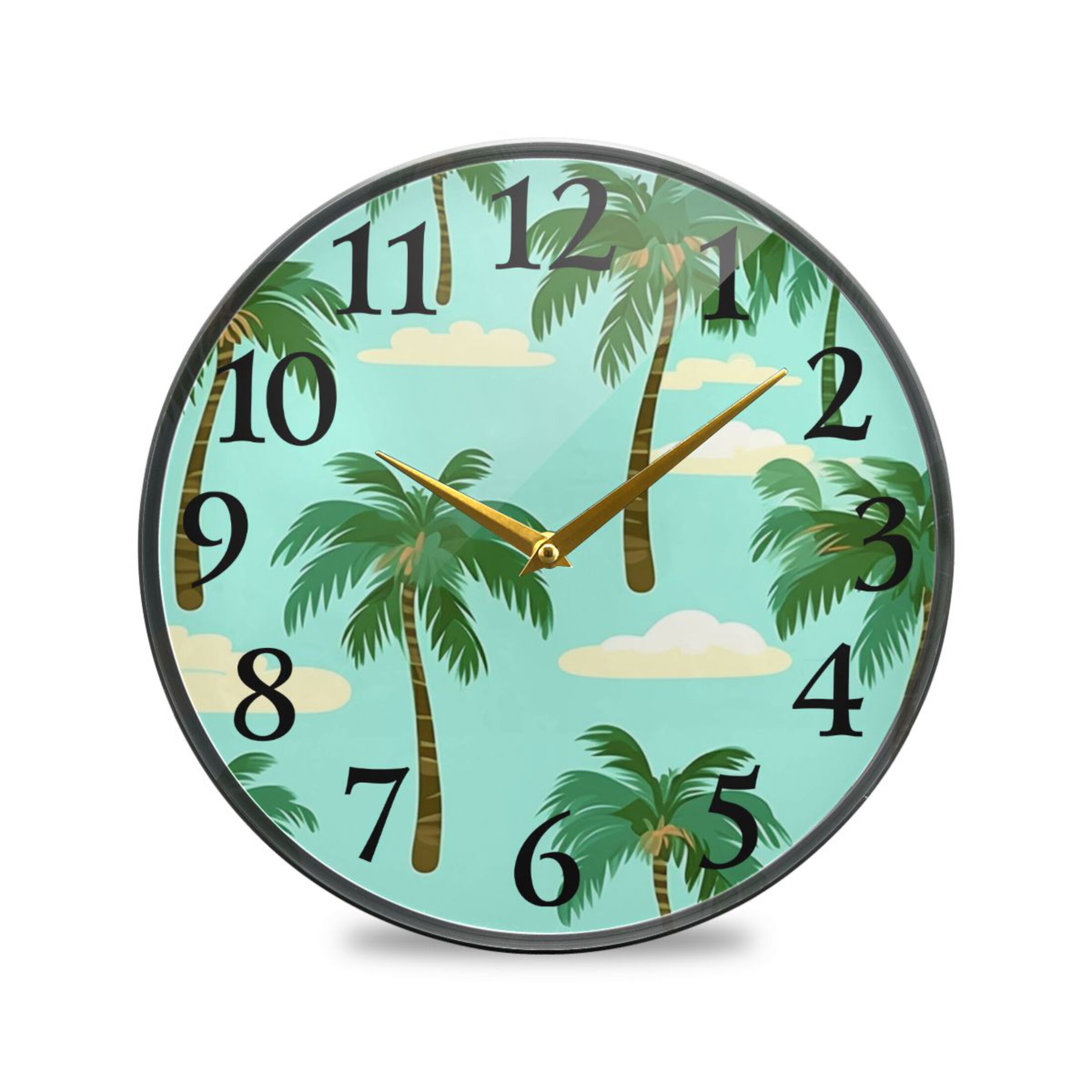 Coconut Trees Wall Clocks Battery Operated 11.9 Inch Round Clock ...