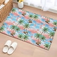 Coconut Trees Washable Area Rug 2 x 3 ft Tropical Palm Tree Pink Flower ...