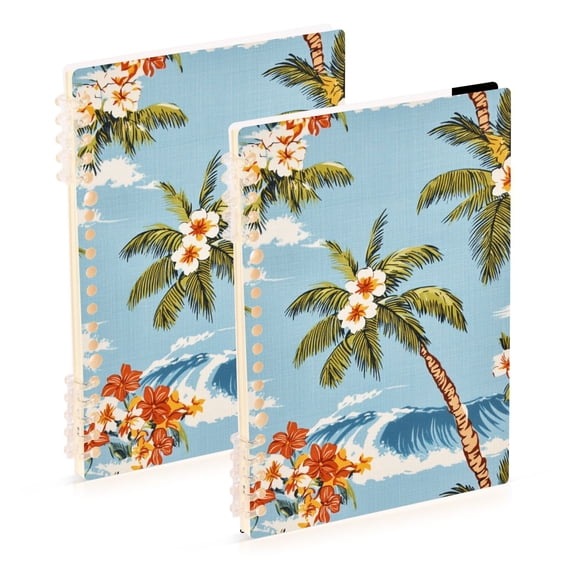 Coconut Trees Waves Flowers Retro Hawaii Notebook Detachable Coil ...