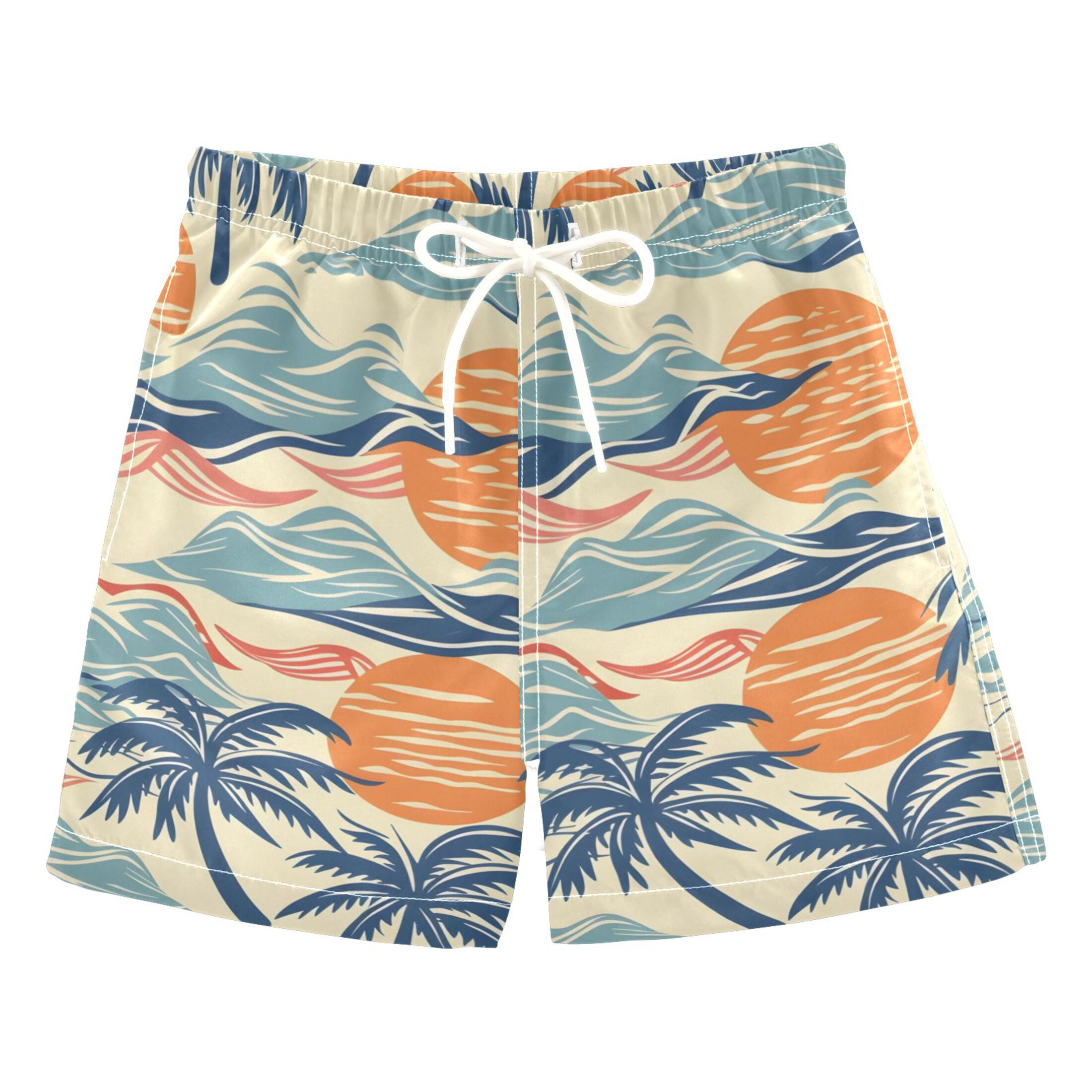 Coconut Trees Waves Sun Boys' Swim Trunks Board Shorts Beach Pants ...