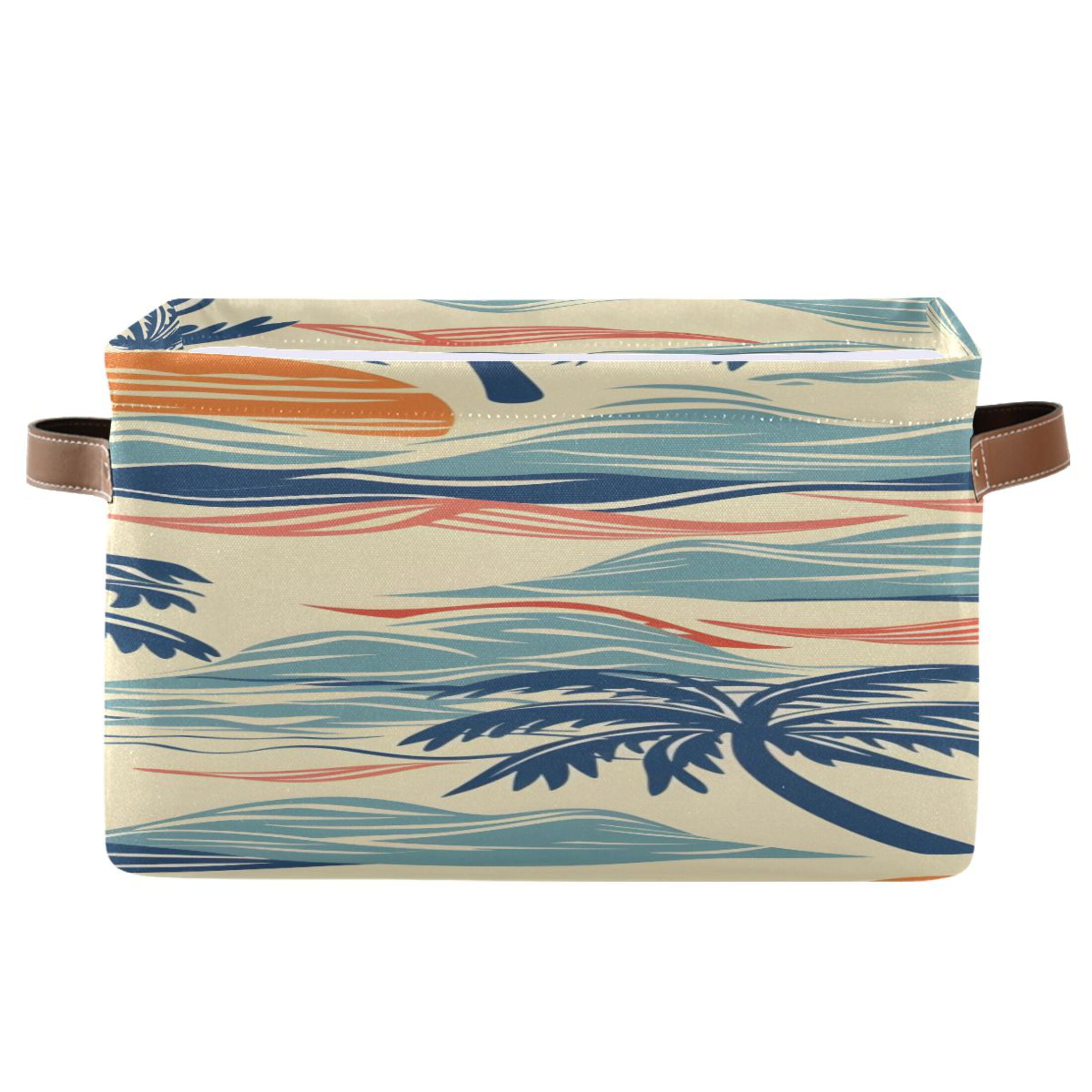 Coconut Trees Waves Sun Square Storage Bins with Handles Collapsible ...