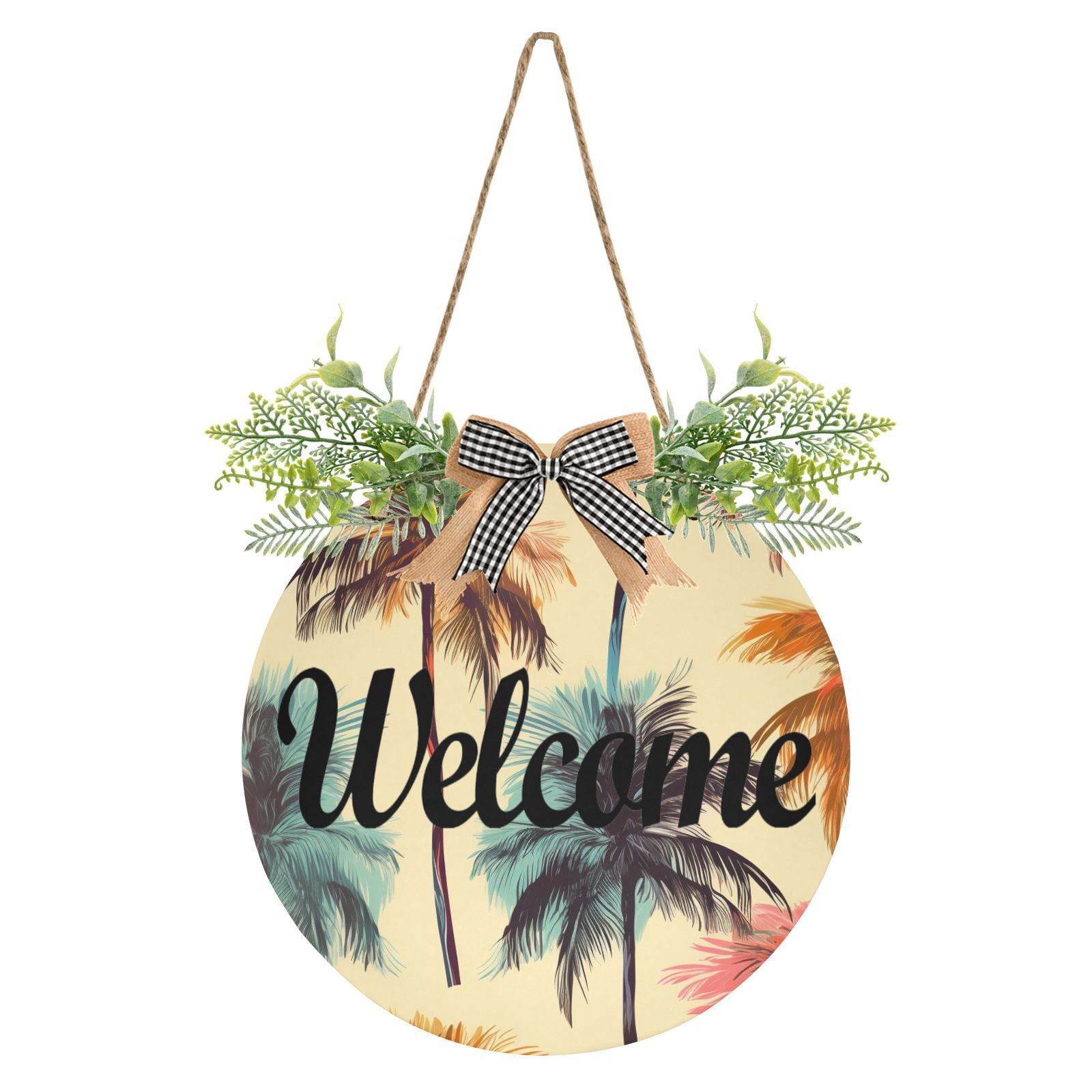 Coconut Trees Welcome Sign for Front Door Wreath Door Sign for ...