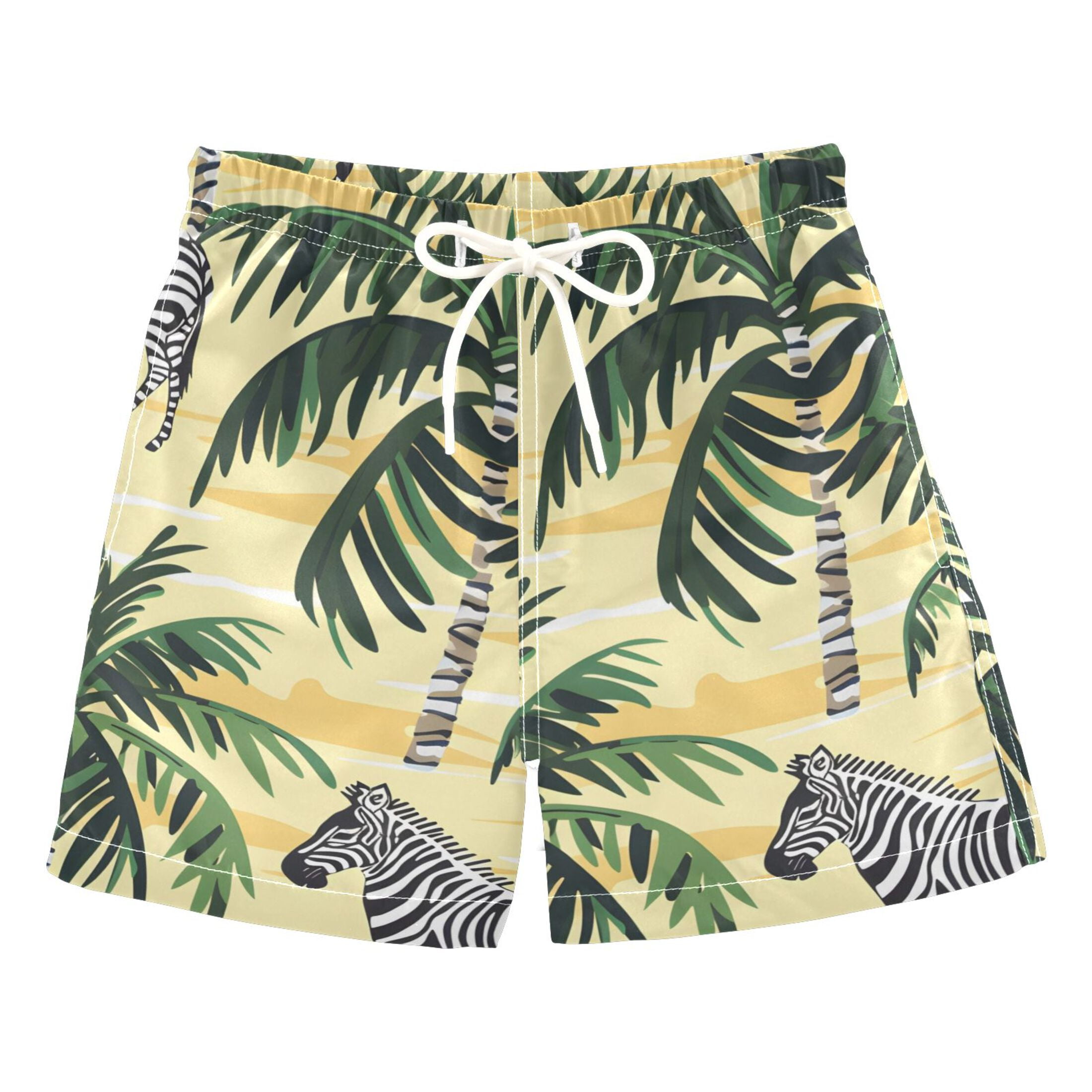 Coconut Trees and Zebras Boys' Swim Trunks Board Shorts Beach Pants ...