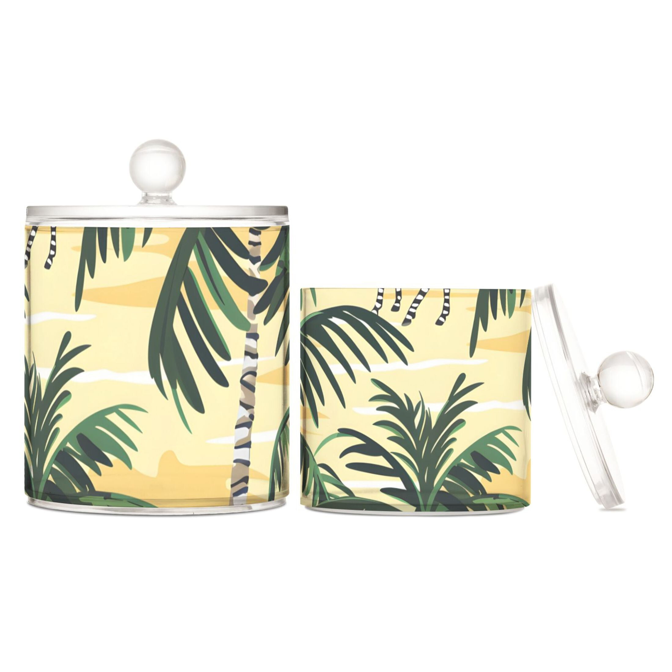 Coconut Trees and Zebras Translucent Plastic Cans Storage Canisters ...