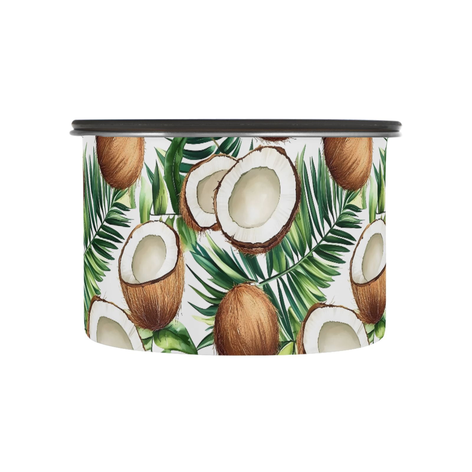 Coconut Tropical Leaves Airtight Coffee Bean Canister 17oz Food Storage ...