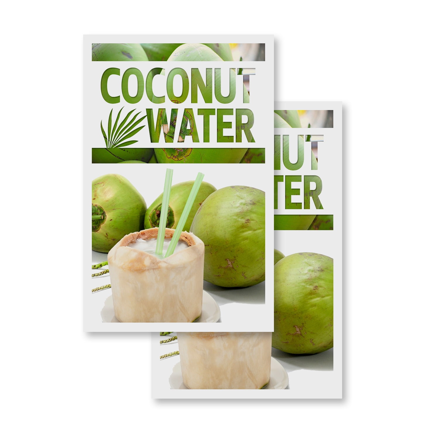 Coconut Water (2-PACK) 24" x 36" Vinyl Decals | Sign Insert Peel ...