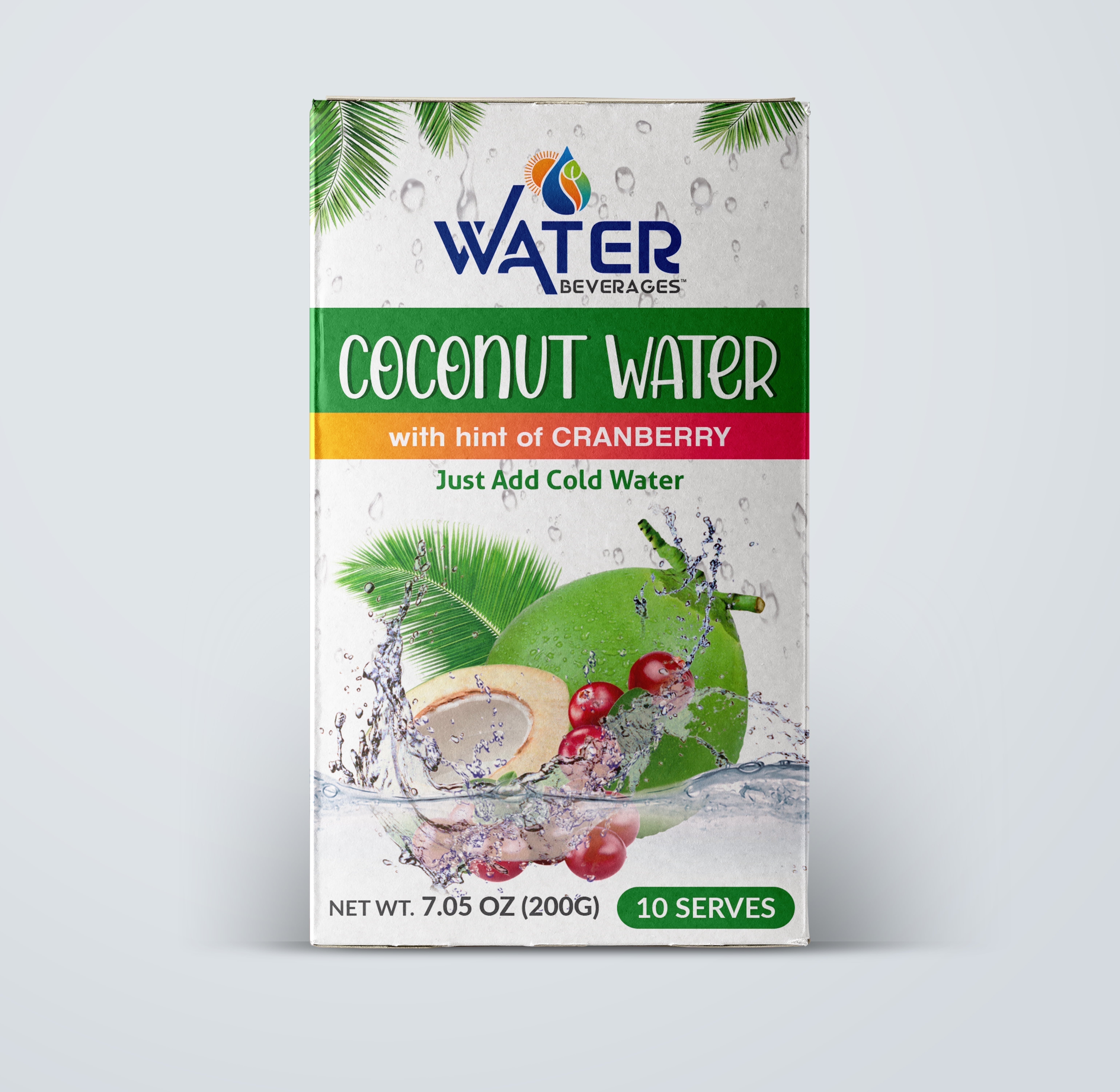 Water Beverages - Instant Coconut Water Powder Premix - Cranberry (10 ...