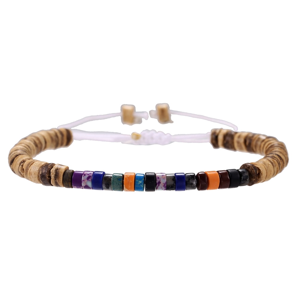 Coconut Wood Beaded Bracelet Eiastic Turquoise Stone Bead Bracelets for ...