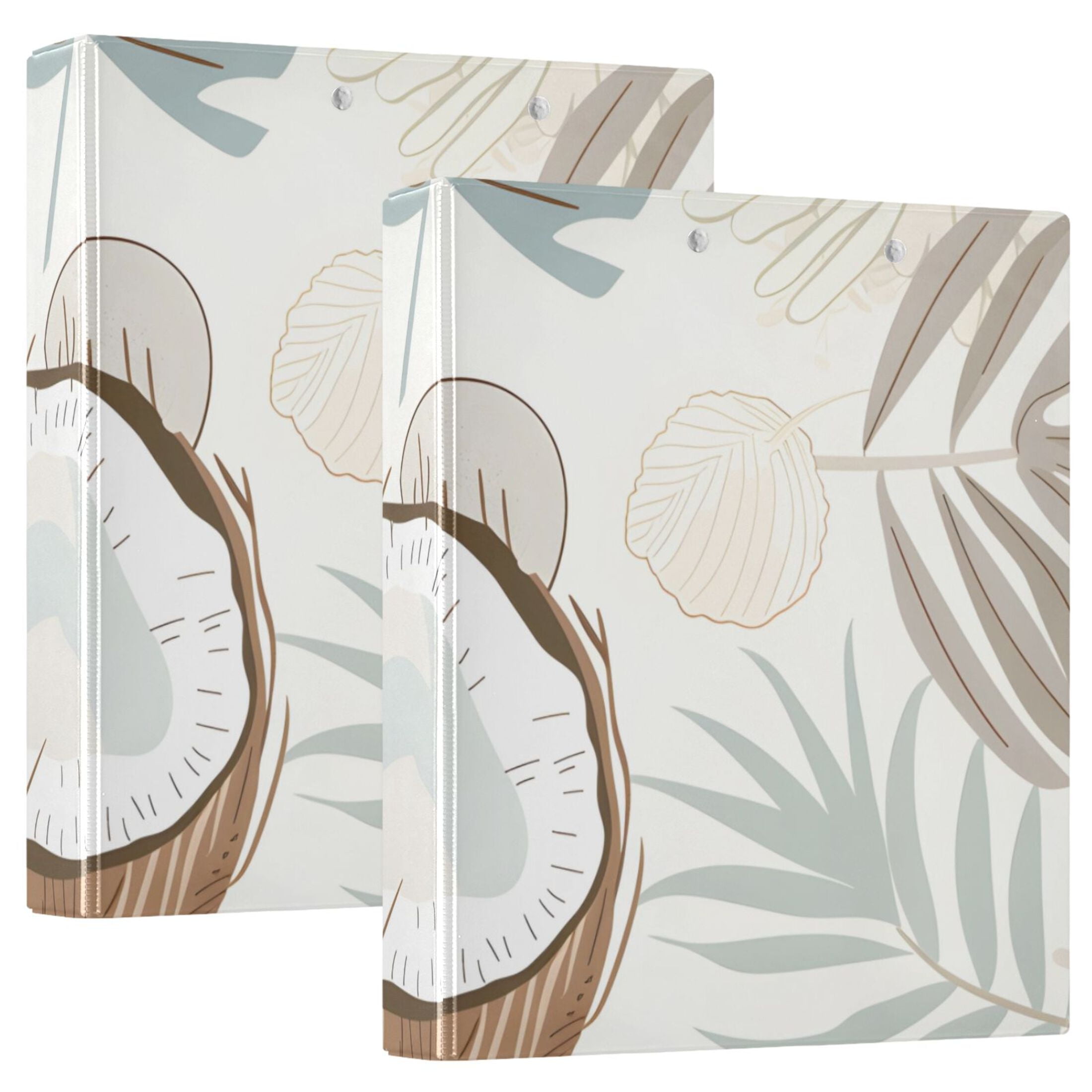 Coconut and Leaves 3 Ring Binders 1.5 inch Hardcover File Folders with ...