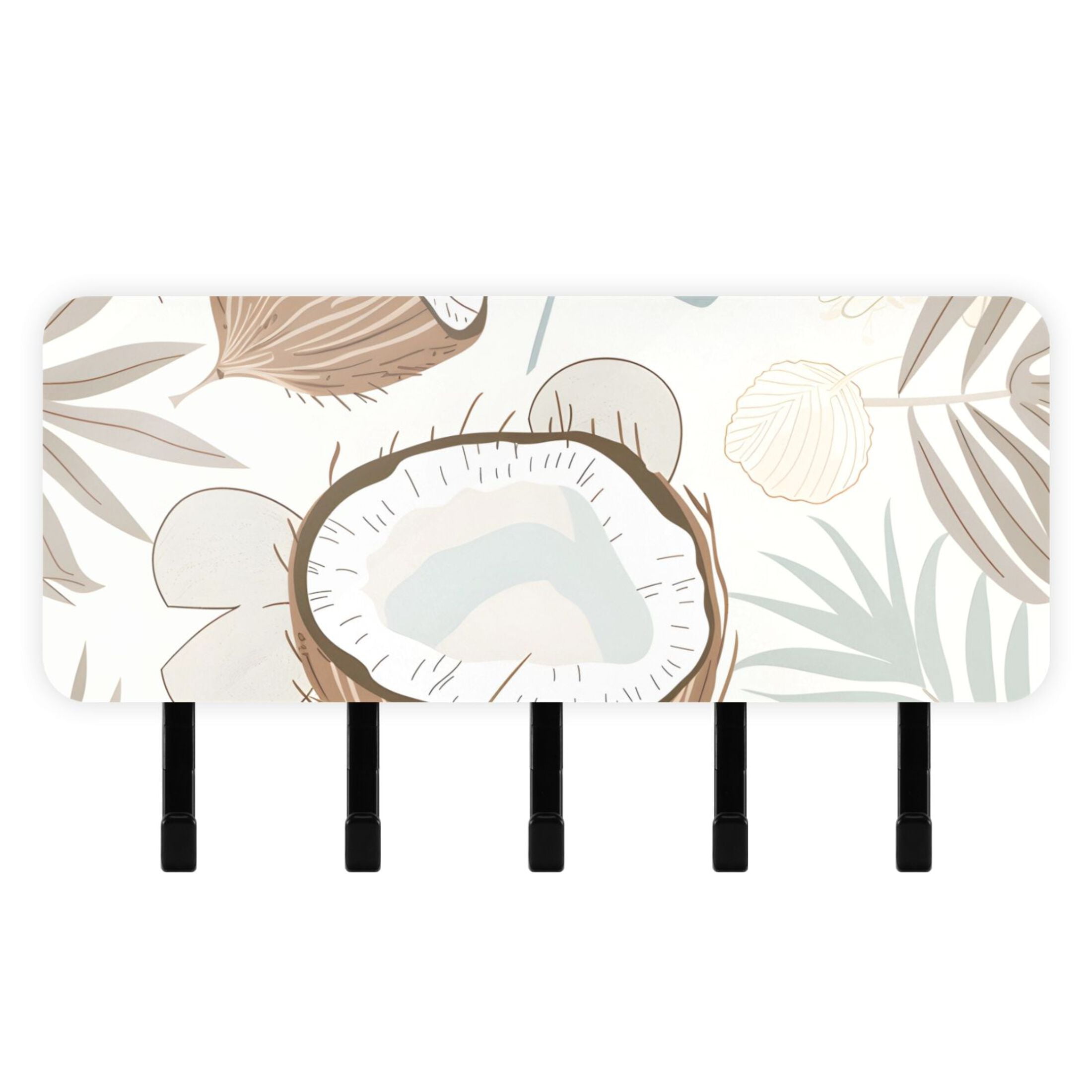 Coconut and Leaves Key Holder for Wall Mail Holder Organizer with 5 Key ...