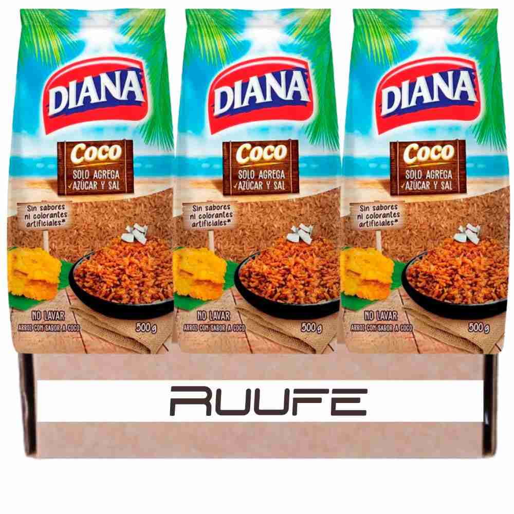 Coconut rice (3 Pack 500gr ea) Arroz de Coco Diana coconut rice ...