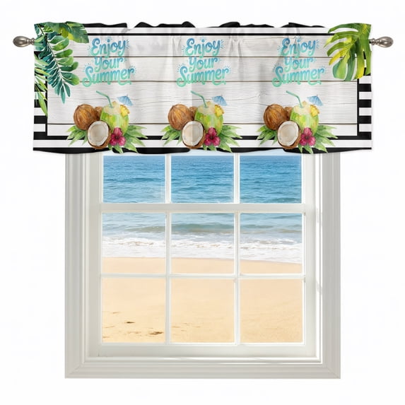 Coconuts Enjoy Summer Valances for Windows, Rod Pocket Kitchen Valance ...