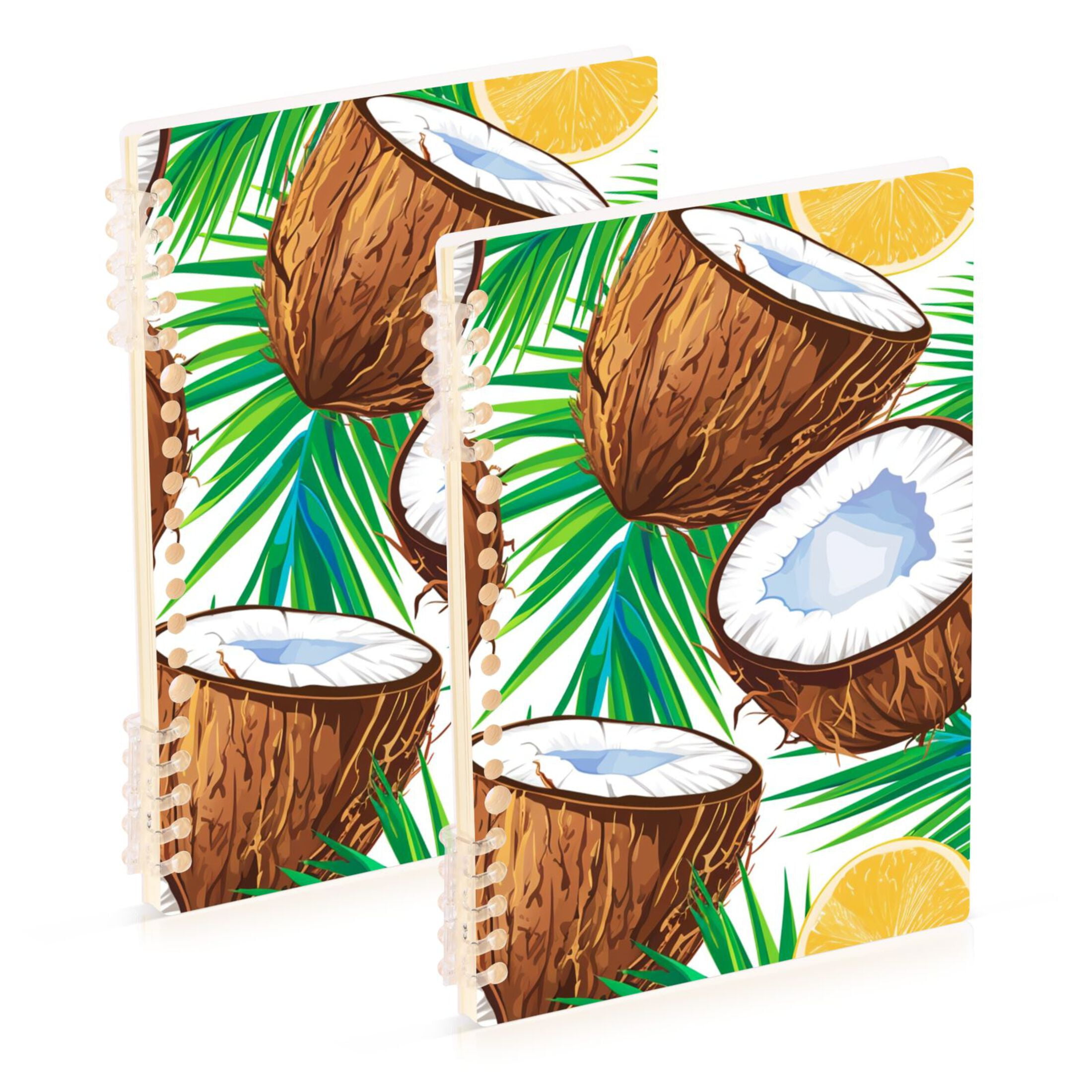 Coconuts Leaves Lemons Ring Binder Notebook Journey Note Diary College Ruled Spiral Notebook ...