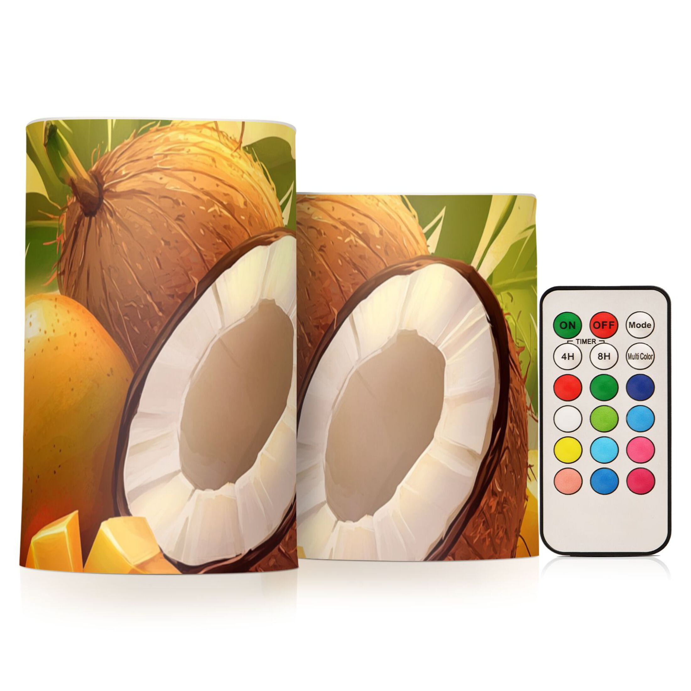 Coconuts Mangos Leaves Cartoon Flickering Flameless Candles LED ...