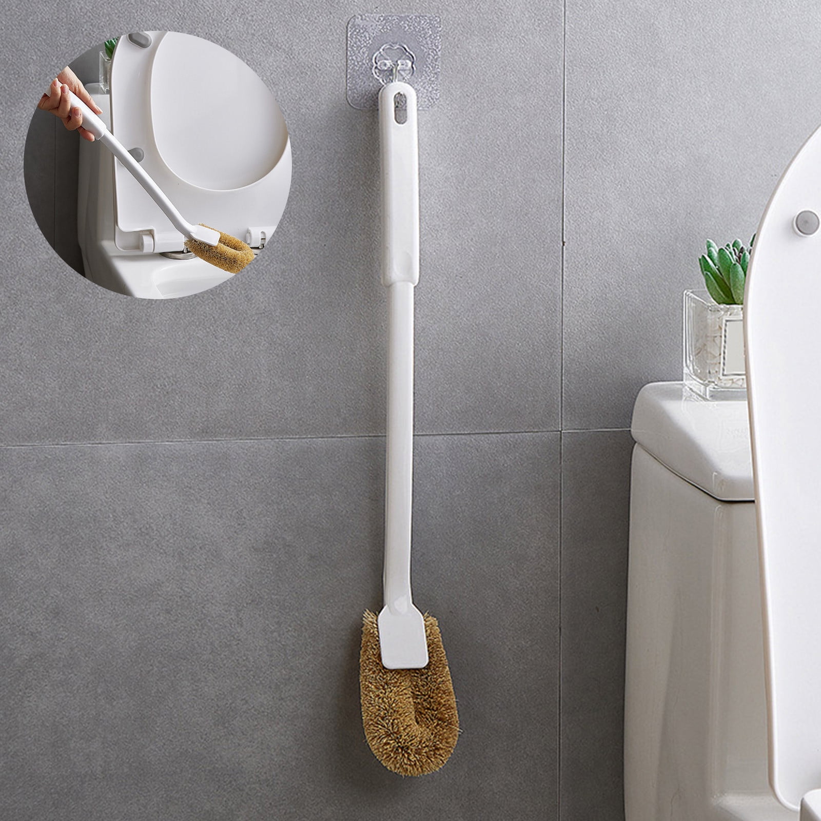 Coconuts Palm Toilet Brush with Wall Mount Holder for Bathroom Cleaning ...