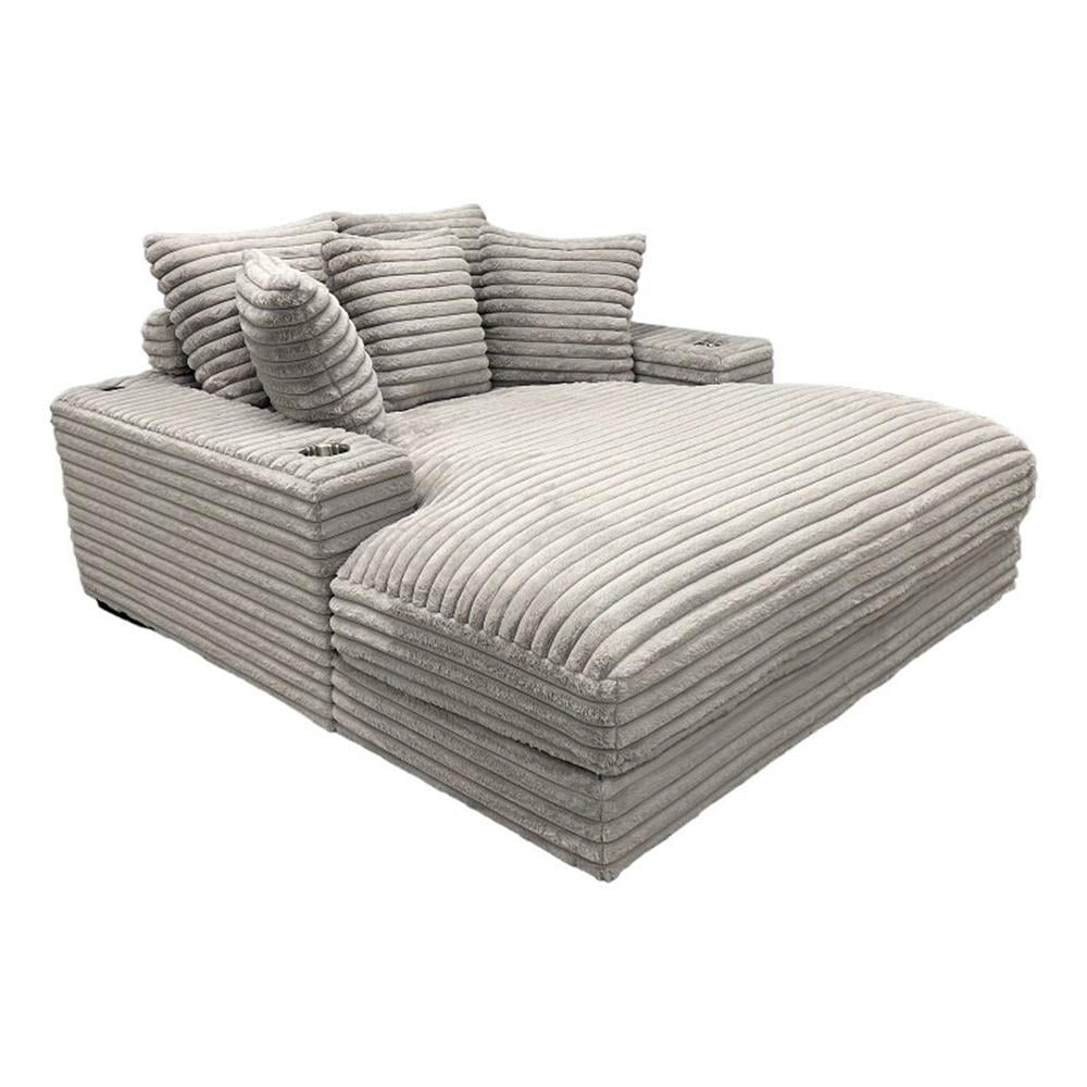 Cocoon Gray Oversized Fabric Cuddler Chaise with Cupholder and USB ...