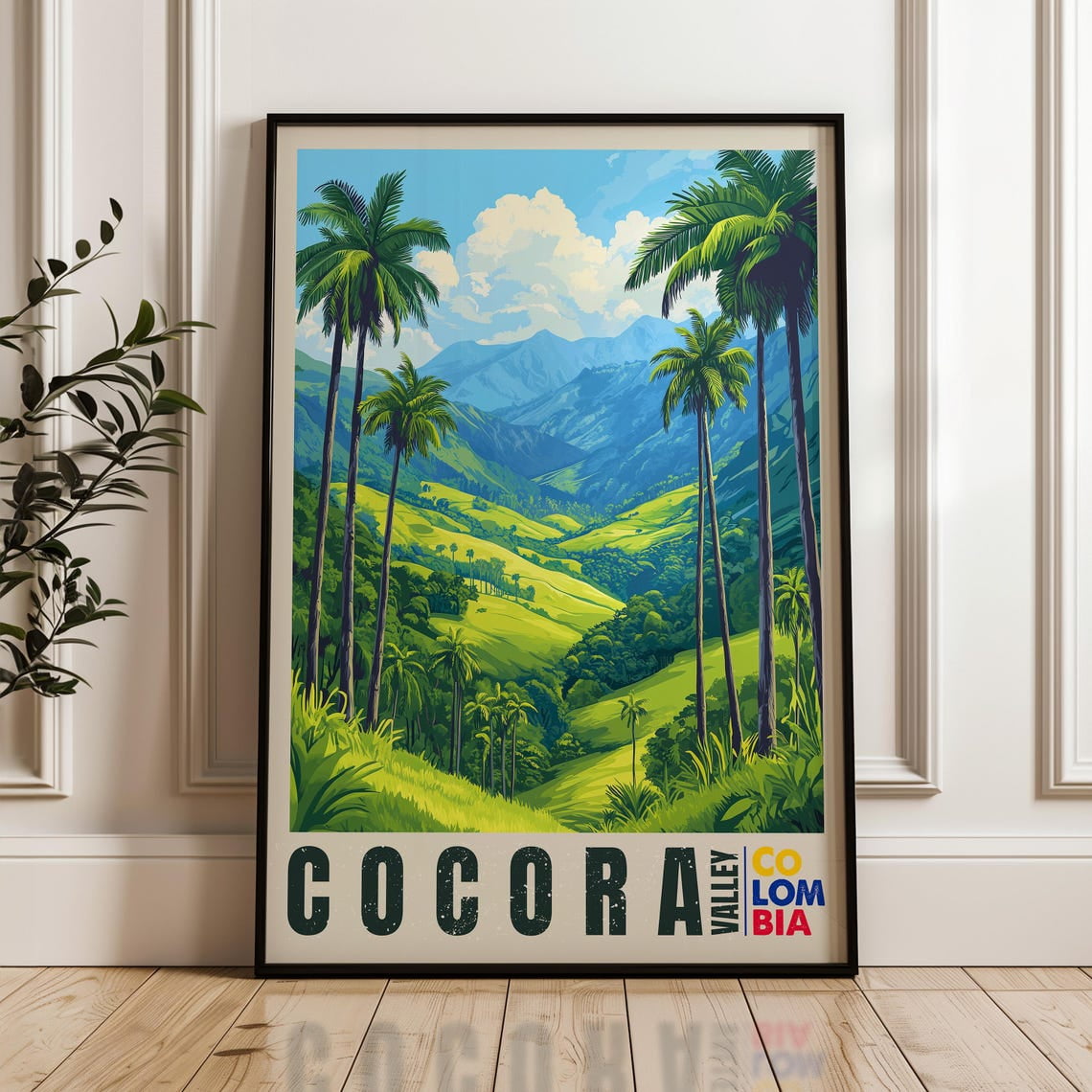 Cocora Valley Travel Poster - Colombia Wall Art Print, Palm Tree ...