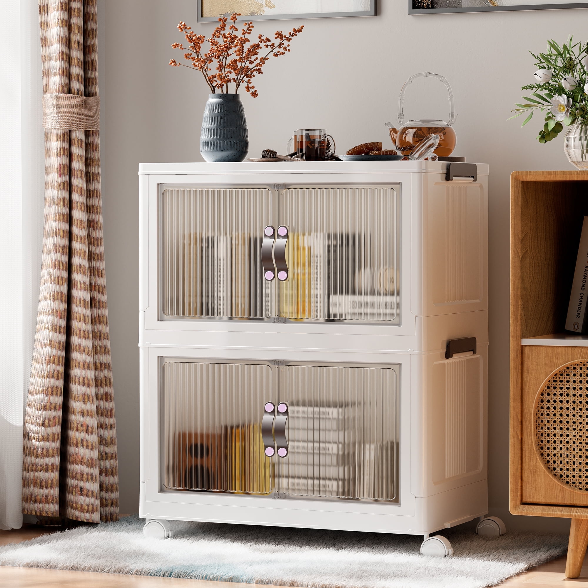 Cocosity 2 Drawers Stackable Foldable Storage Containers with Rolling ...