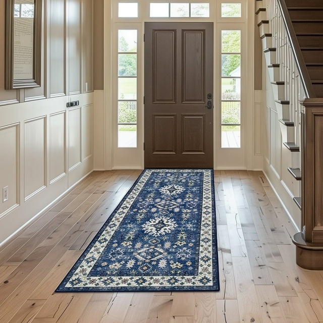 Cocosity 2'x6' Boho Blue Runner Rug Washable for Kitchen Entryway ...