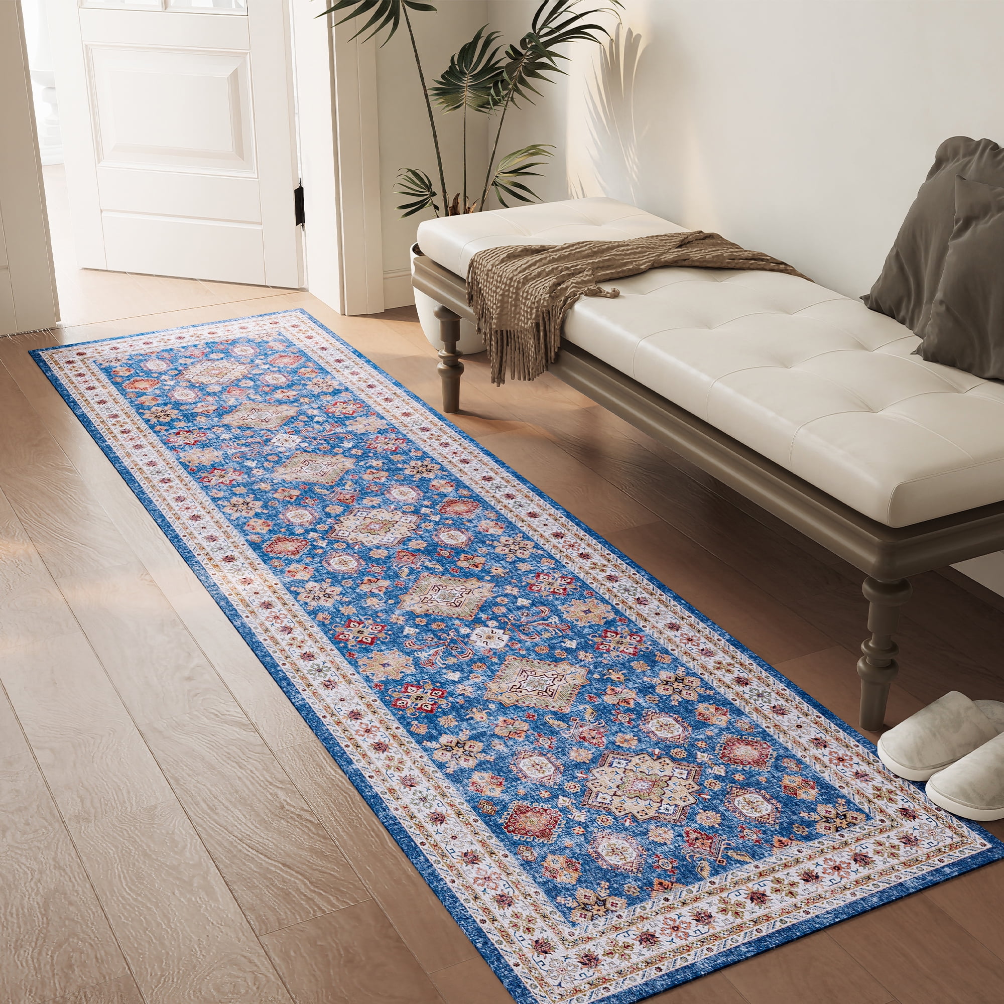 Cocosity 2'x6' Persian Washable Blue Runner Rugs for Hallway Kitchen ...