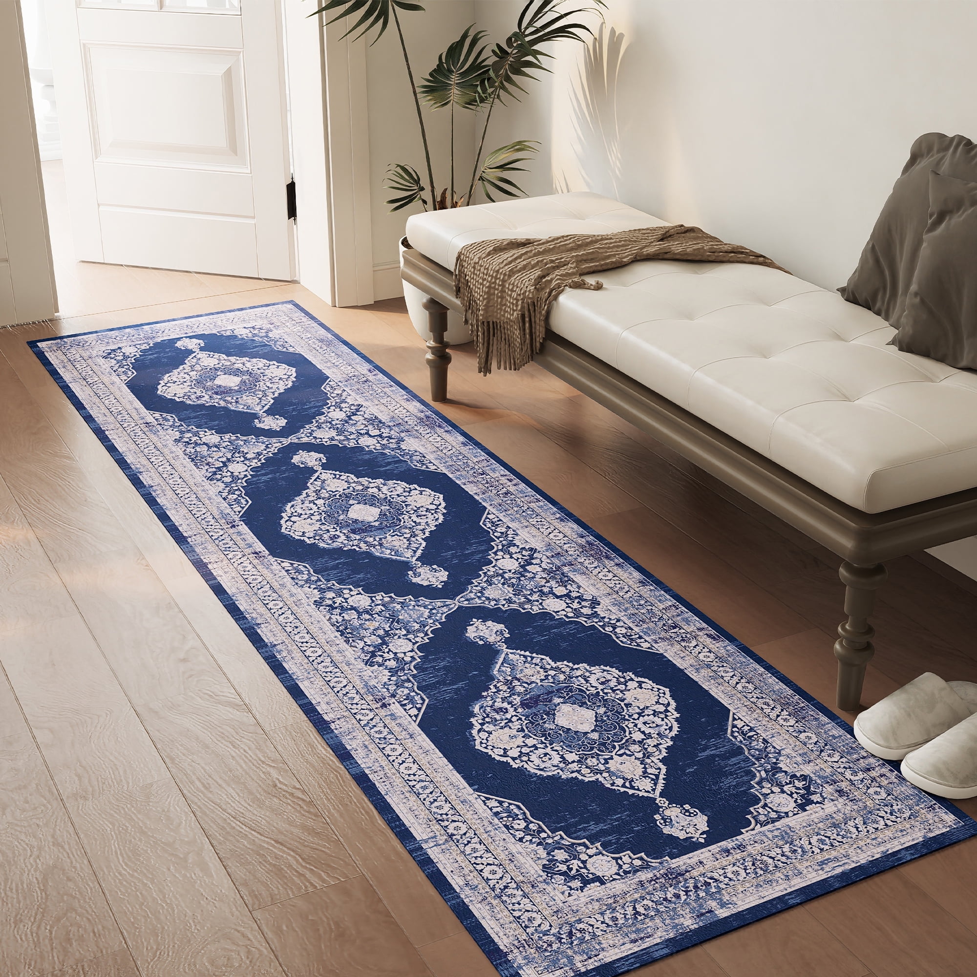 Cocosity 2'x6' Persian Washable Blue Runner Rugs for Hallway Kitchen ...