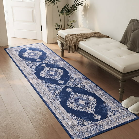 Cocosity 2'x6' Persian Washable Blue Runner Rugs for Hallway Kitchen ...
