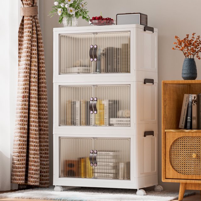 Cocosity 3 Drawers Stackable Foldable Storage Containers with Rolling ...