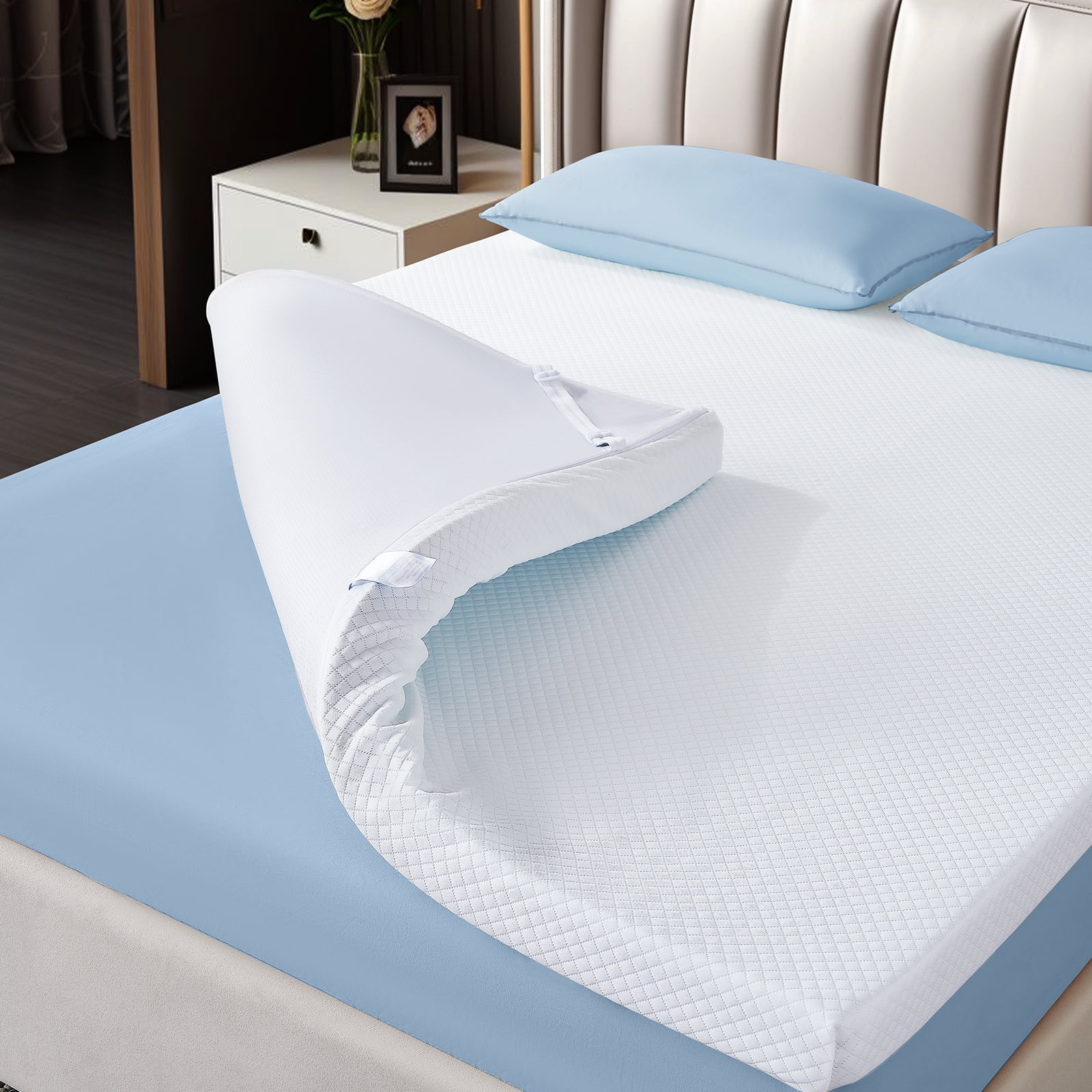 Cocosity 3" Gel Memory Foam Soft Full Mattress Topper with Removable ...