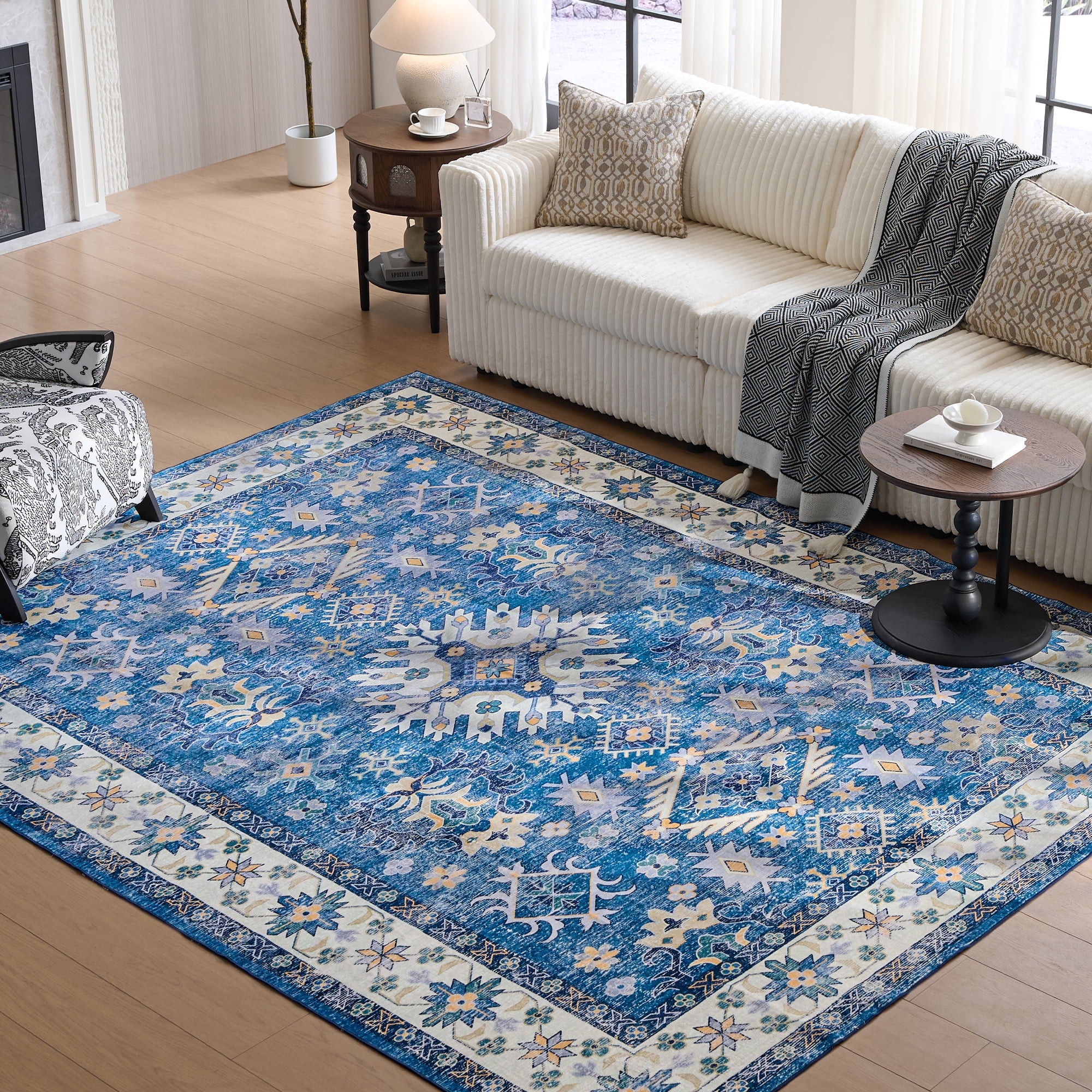 Cocosity 8x10 Distressed Floral Pattern Area Rugs for Living Room ...