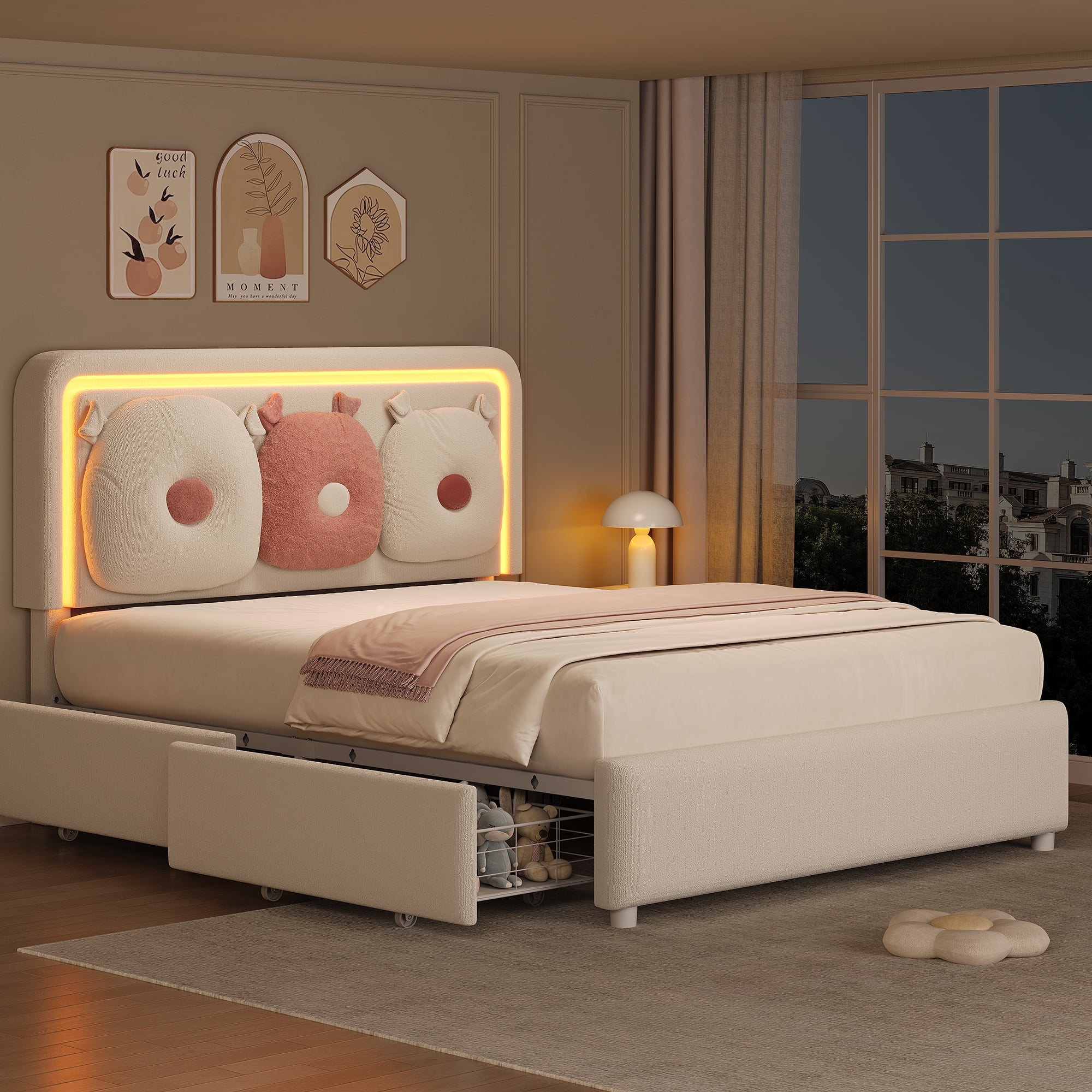 Cocosity Full Size Adjustable Upholstered Headboard Bed Frame with ...