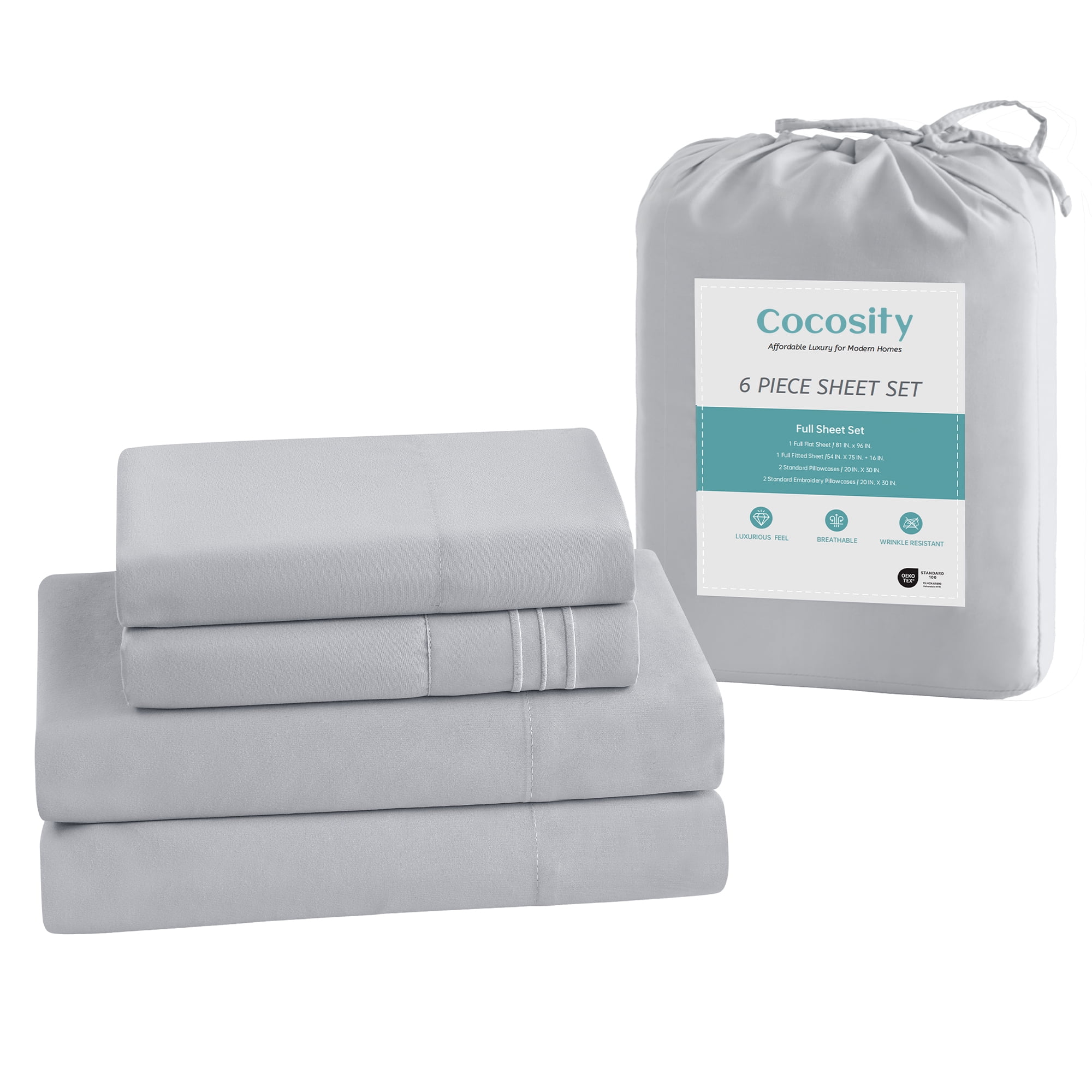 Cocosity Polyester Microfiber 6 Piece Bed Sheets Set for Hotel Home ...