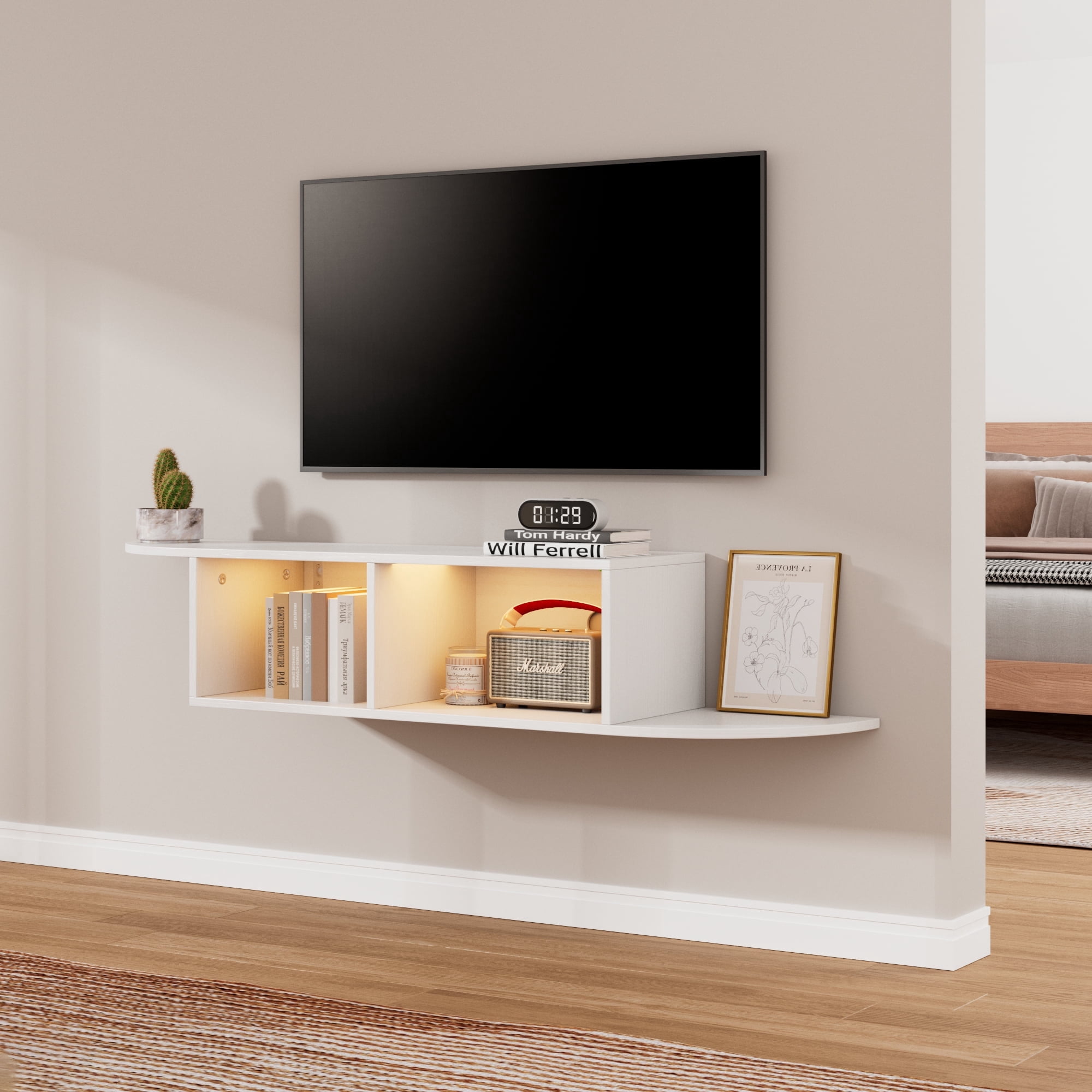 Cocosity Floating White TV Stands with RGB Light for TVs up to 80 ...