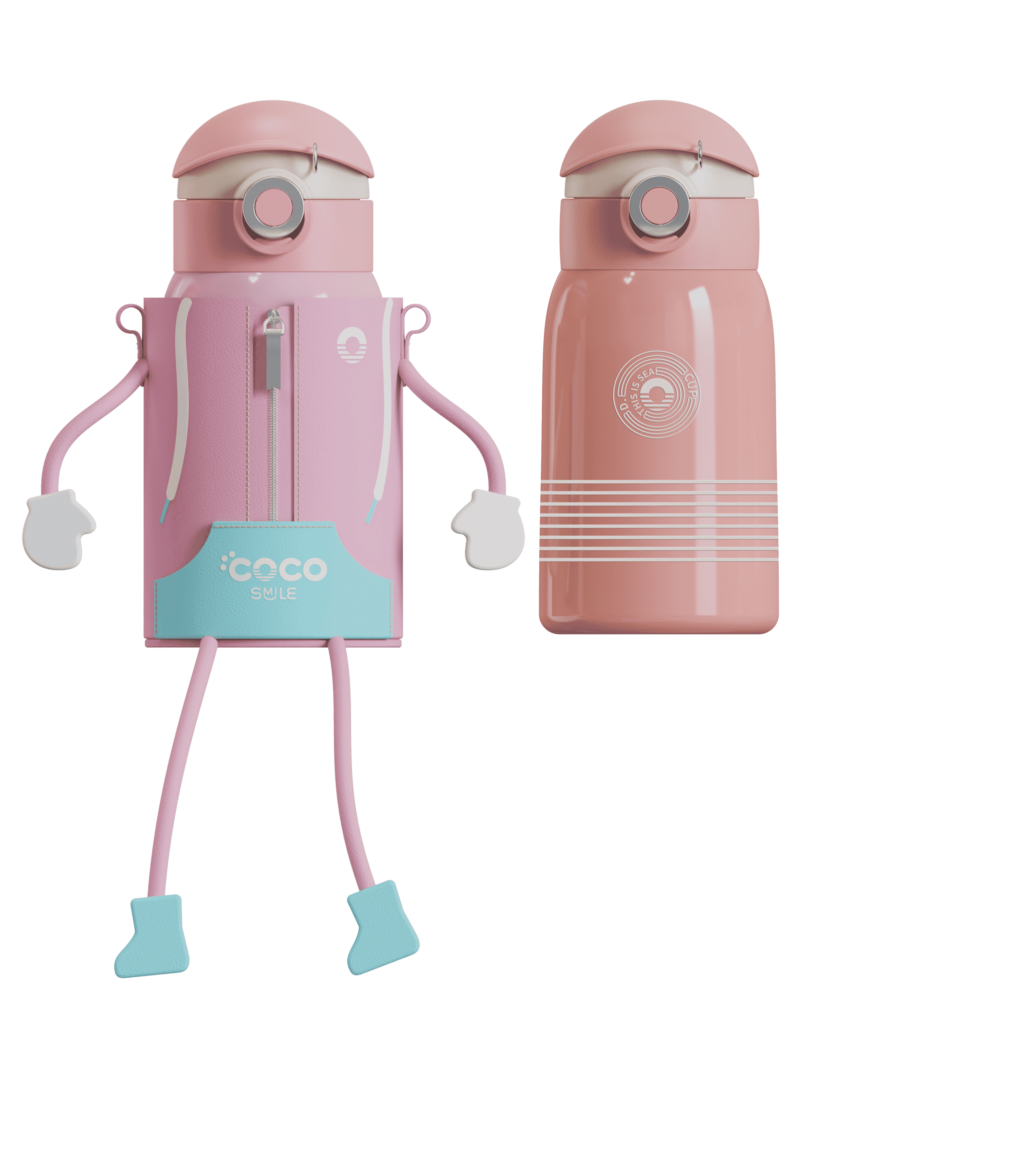 Cocosmile Puppet Fairy Straw Thermoses Cup with Sleeve 17oz (Pink ...