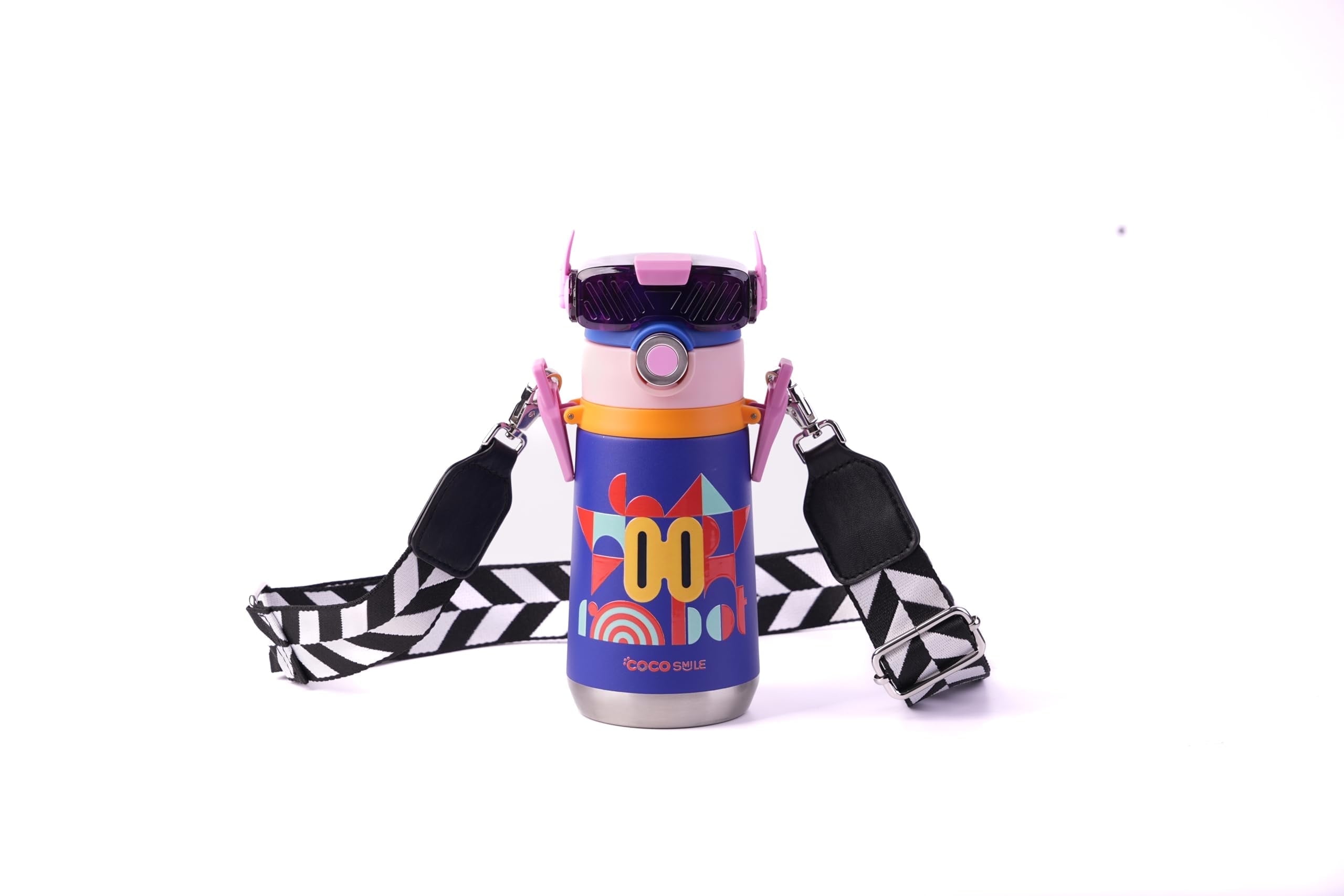 Cocosmile Robot Straw Thermoses Cup 17oz (Double Eyes, Blue Color ...