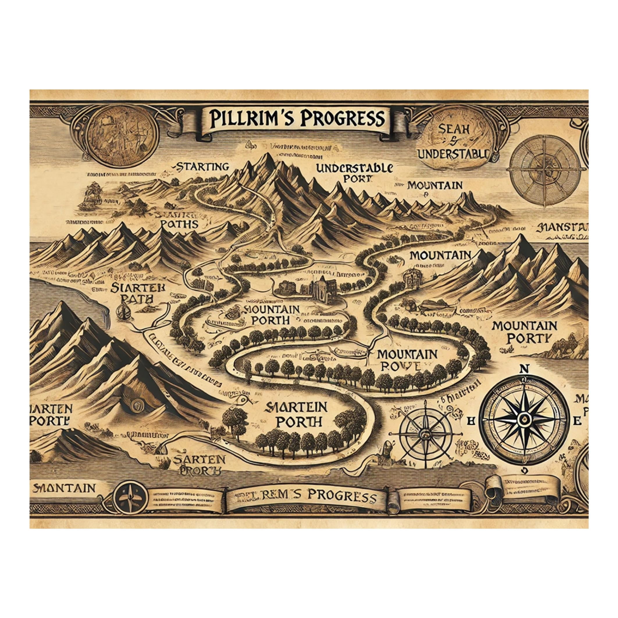 Cocosmile Vintage Pilgrim's Progress Poster - History Print - Religious ...