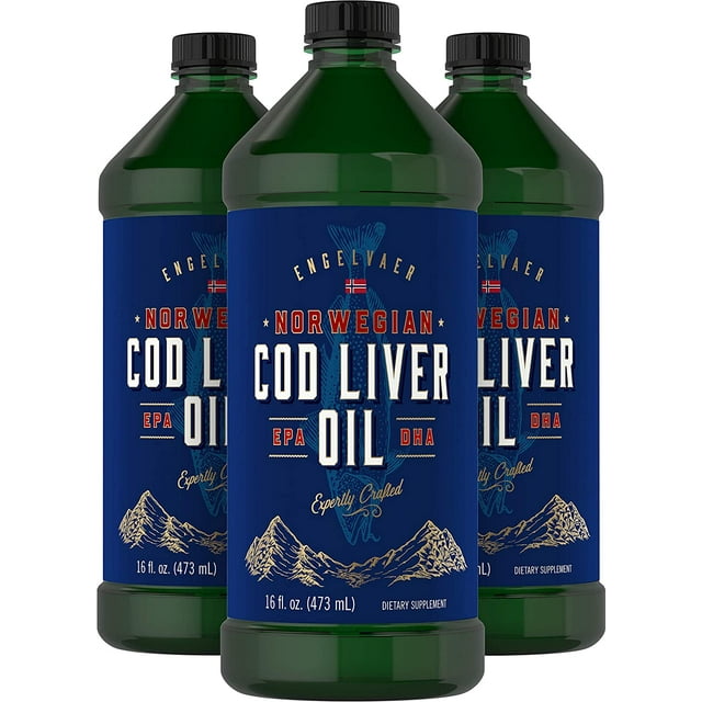 Pure Liquid Norwegian Cod Liver Oil 48 fl oz by Carlyle (16 fl oz x 3 ...