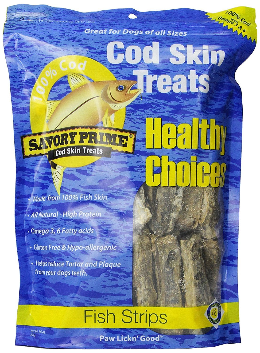 Cod Skin Fish Strips, 16-Ounce, No Artificial Color, All Breed Sizes ...