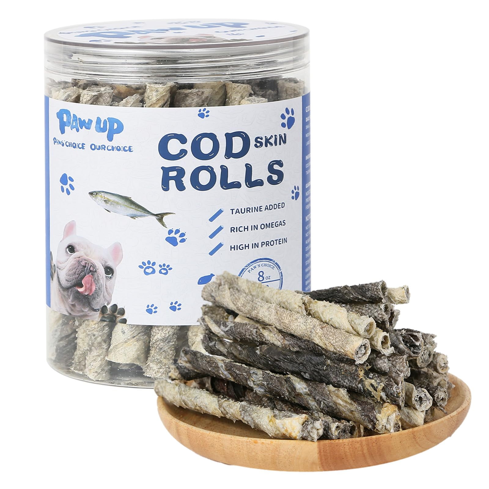Cod Skin Rolls Dog Treats Natural High Omega 3 Dog Snacks, Single ...