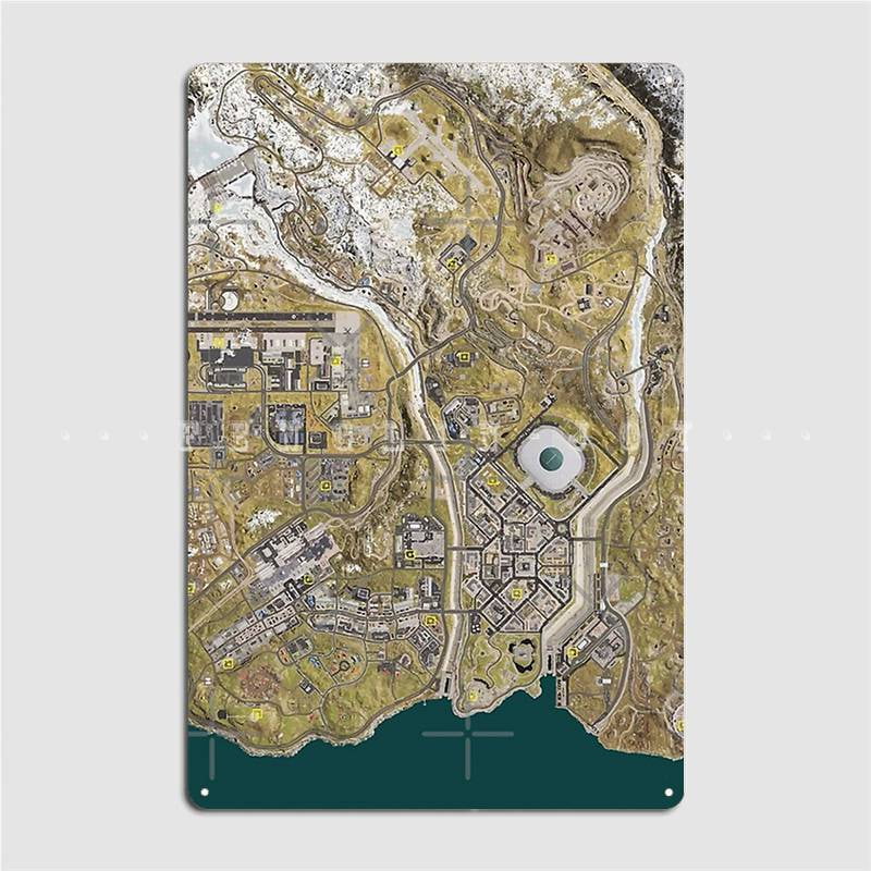 Cod Warzone Map Metal Plaque Poster Wall Pub Plates Wall Vintage Tin ...