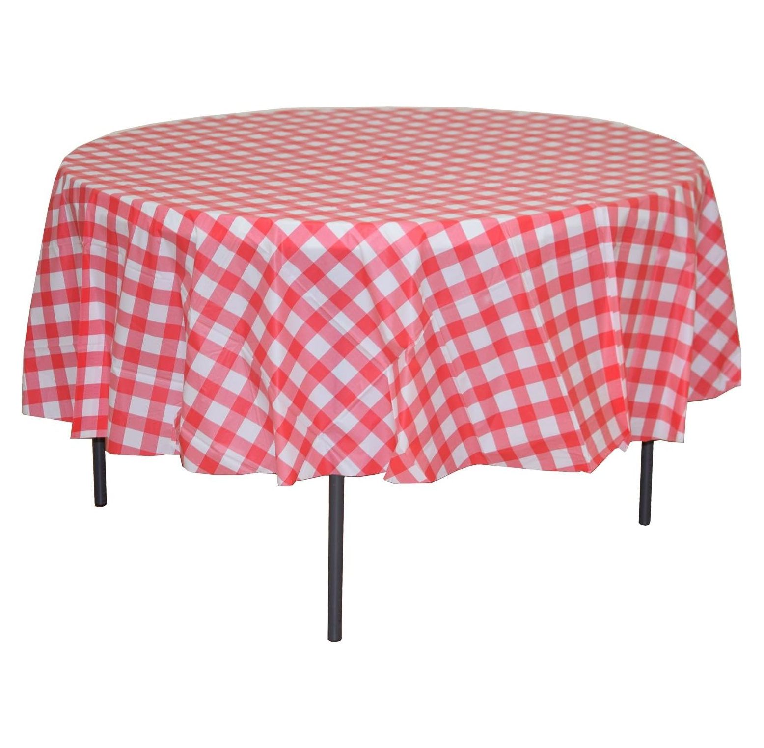 CodYinFI 12 Pack Premium Round Plastic Checkered BBQ Tablecloth - Red ...