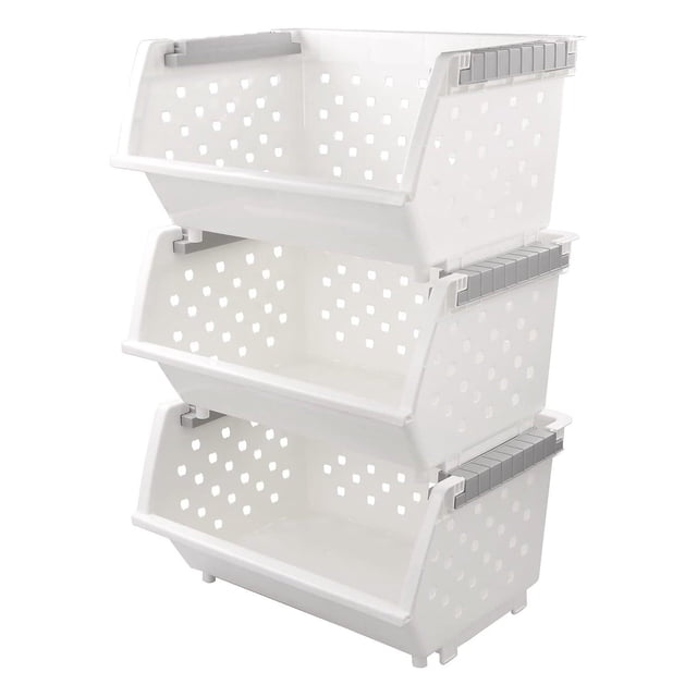 CodYinFI 3 Pack Large Stackable Storage Bins Kitchen Plastic Stacking ...