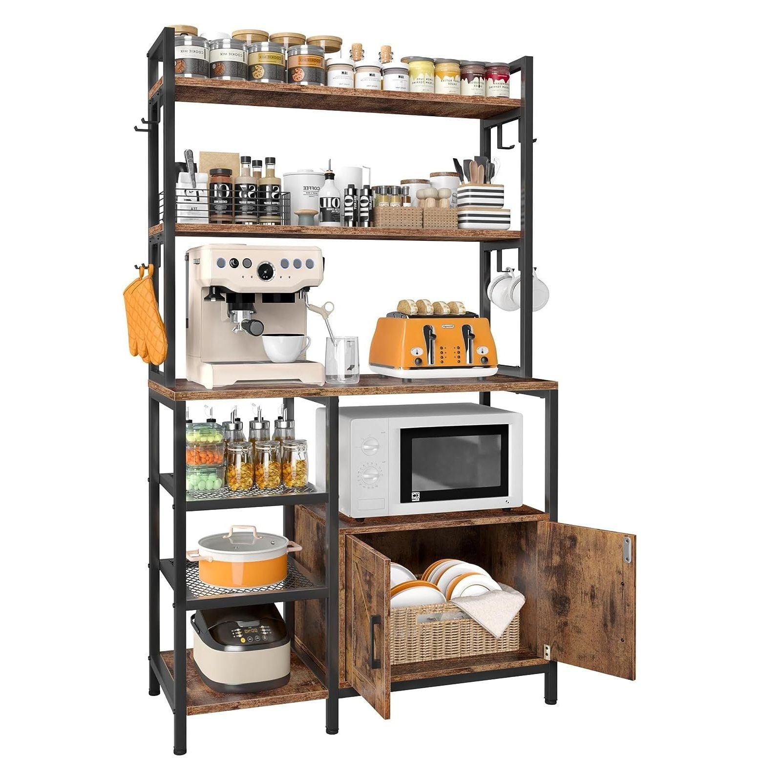 CodYinFI 63" Bakers Rack, 6-Tier Microwave Stand with Shelves, Kitchen ...