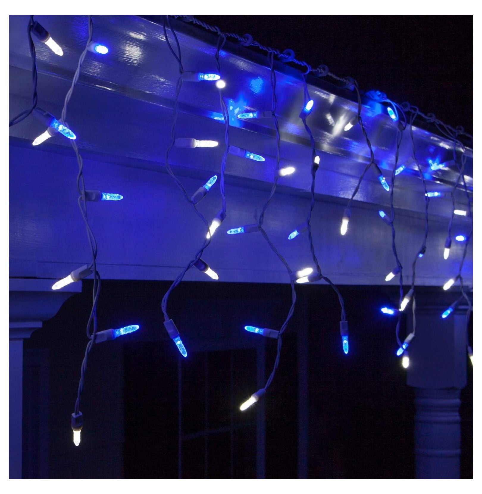 CodYinFI 70 LED Blue and Cool White Icicle Lights Outdoor Colored ...