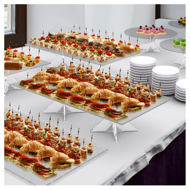 CodYinFI Rectange Buffet Serving Tray with Display Stand for Cupcakes ...