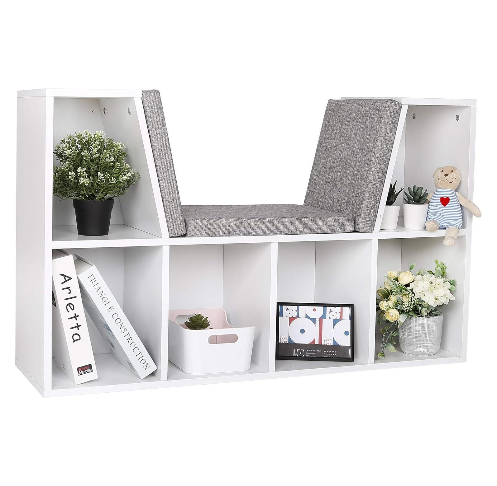 CodYinFI Kids Bookcase with Reading Nook 6-Cubby Kids Bookshelf ...